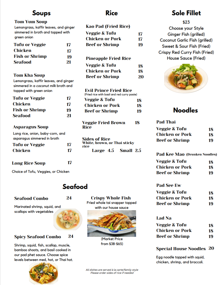 MENU – Saeng's Thai Cuisine