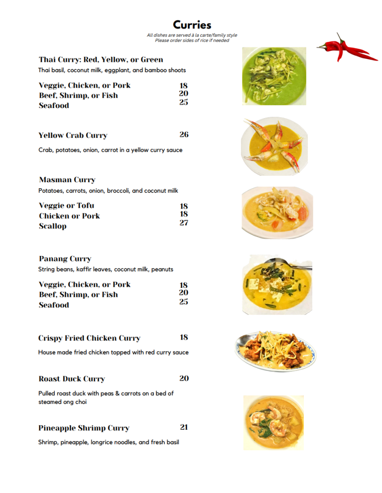 MENU – Saeng's Thai Cuisine